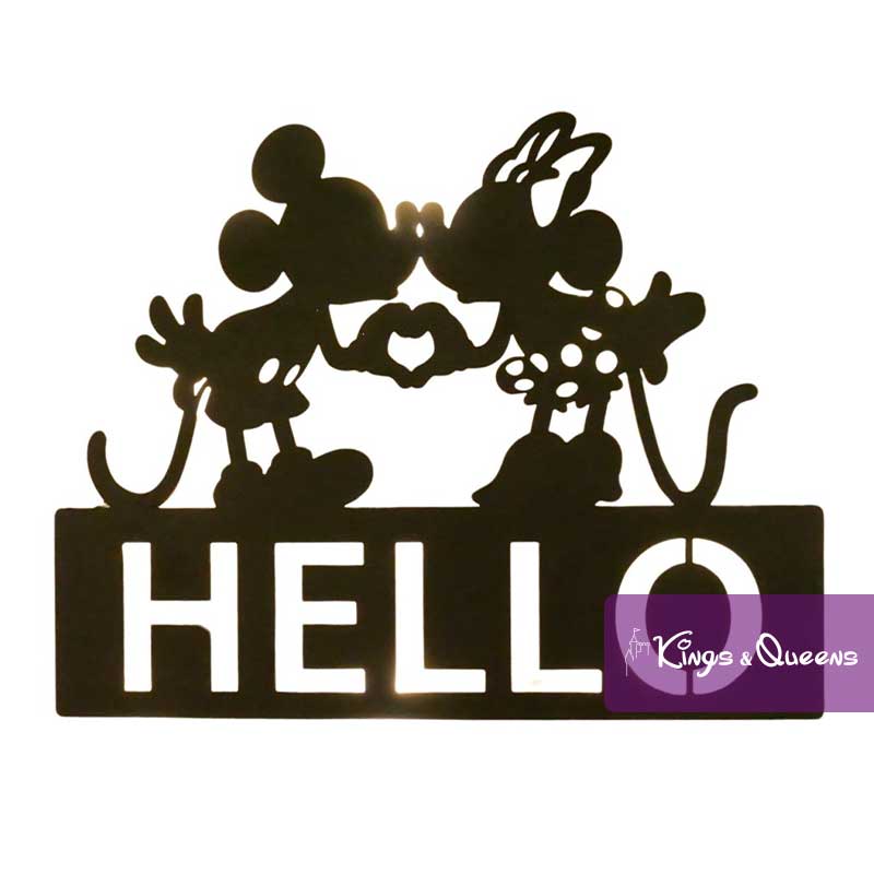 Metal Door Sign LED Mickey & Minnie Hello